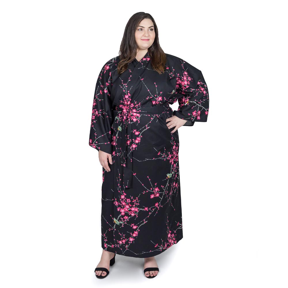 Yukata Black | Floral Cotton Robes | Long Japanese Robe